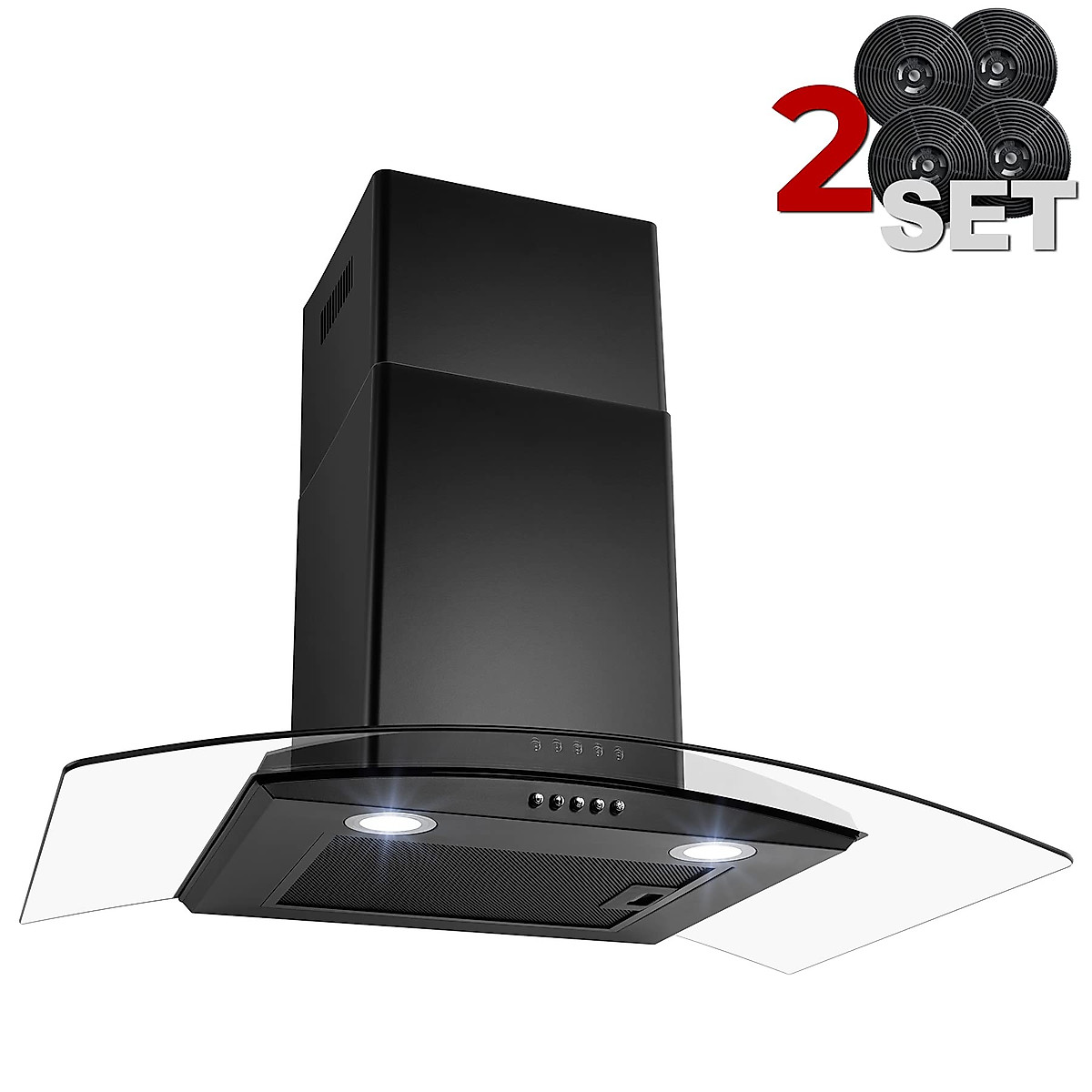 AKDY RH0475CFL Range Hood, 30 in, Black Painted