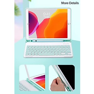 Keyboard Case with Mouse for iPad 10.2inch, Case for iPad 9th/8th/7th Gen/Air3/Pro10.5 with Keyboard and Mouse, Slim Candy Detachable Magnetic Keyboard with Pencil Holder (Sky Blue)