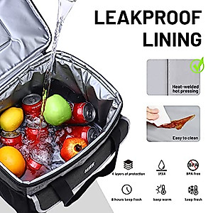 MIER Large Soft Cooler Bag Insulated Lunch Box Bag Picnic Cooler Tote with Dispensing Lid, Multiple Pockets, 18 Can(black and grey)