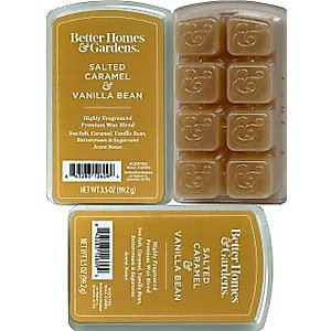 Better Homes & Gardens. Better Homes and Gardens - Salted Caramel and Vanilla Bean 3.5oz Scented Wax Cubes 3-Pack, 3.5oz (99.2g) x 3, Light Caramel