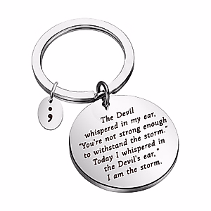 BNQL Semicolon Keychain I Am The Storm Keychain Inspirational Gifts Motivating Jewelry Gifts for Friend (keychain)