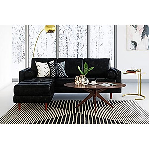 Inmod Ashton Reversible Vintage Leather Sectional, Vintage Black
