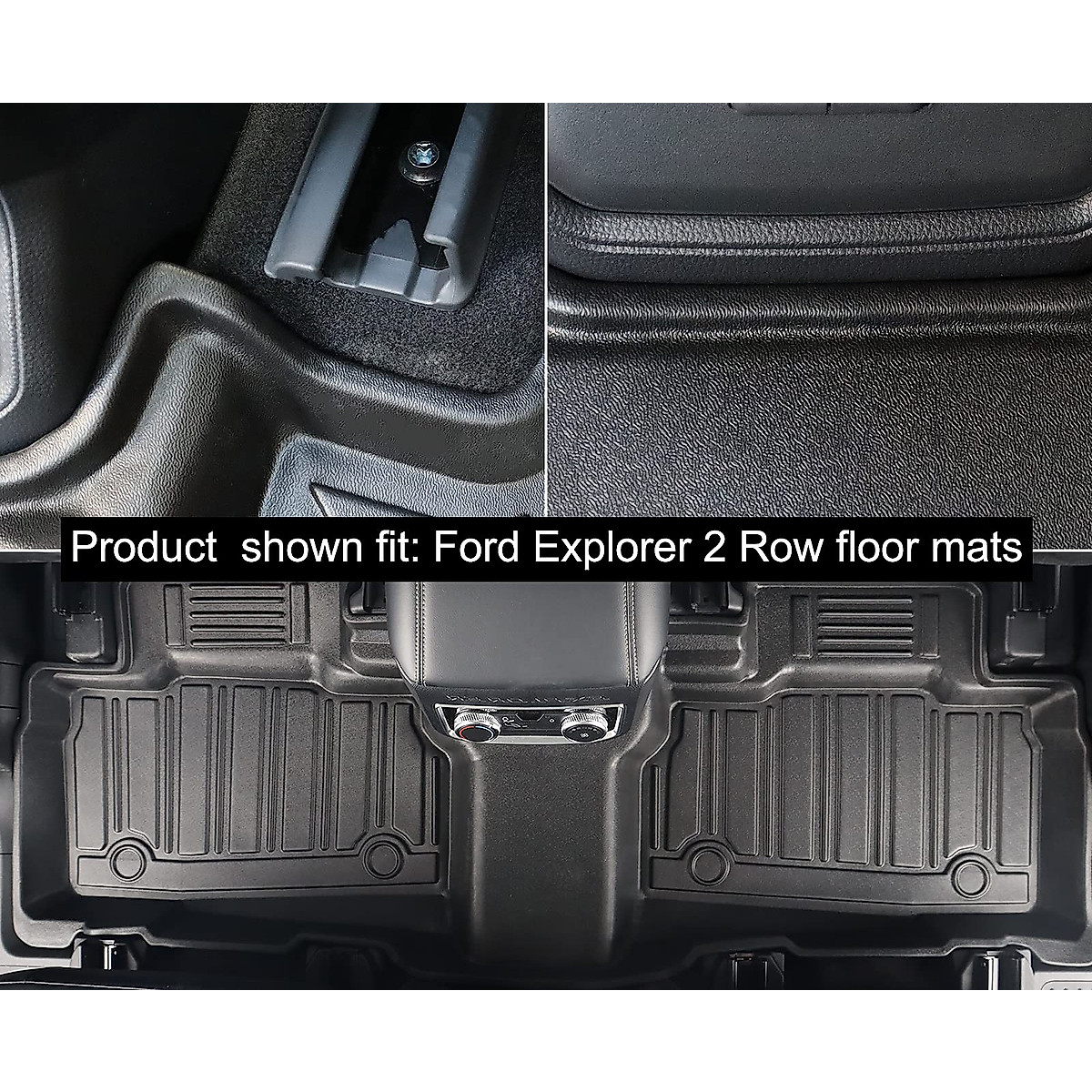 Antsvnn Floor Mats 3 Row & Cargo Liner for 2024 2023 2022 2021 2020 Ford Explorer All-Weather Guard Fits 7 Passenger Models