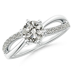 Angara Natural Diamond Promise Ring for Women in 14K White Gold (0.14 ct, Color-I-J, Clarity-I1-I2, Ring size -5.5) - April Birthstone Jewelry for Her