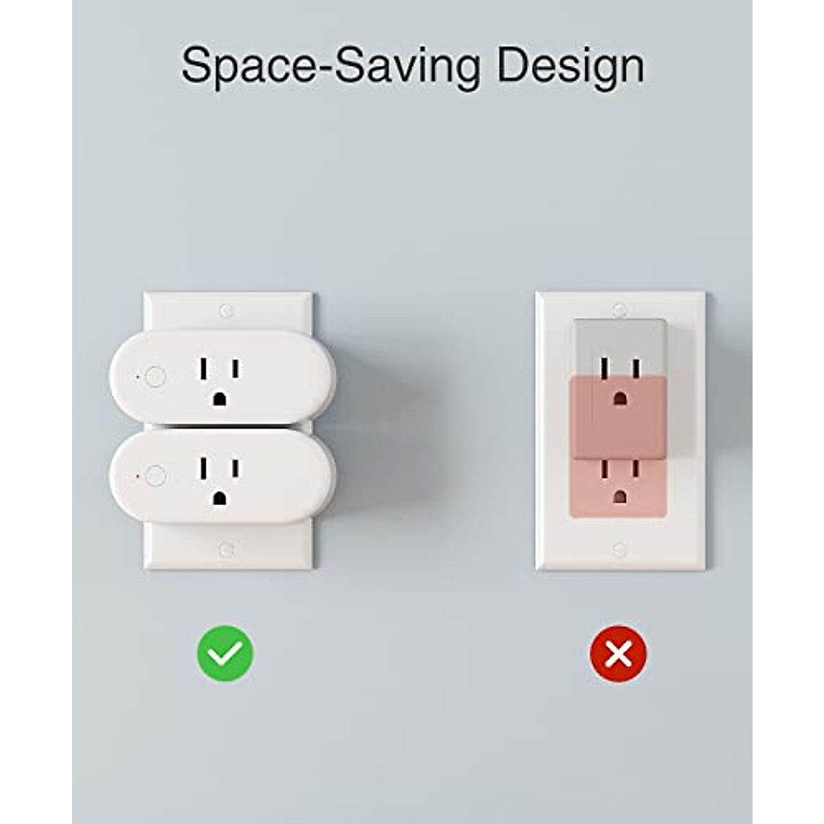 Alexa Smart Plugs by WISEBOT, Space-Saving Design, Also Works with SmartLife app, 4 Pack