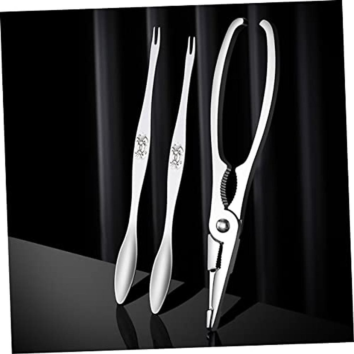 UPKOCH 3pcs Crab Eating Tool Stainless Steel Forks Shears Heavy Duty Oyster Crackers Crab Leg Utensils Seafood Eating Utensils Seafood Utensils Crab Opener Clamp Crab Clamp Crab Leg Clamp
