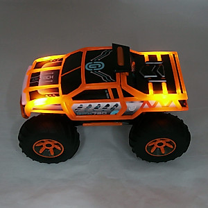 Monster Truck with Lights & Sounds, Motorized Orange Truck for Boys, Girls, Toddlers 3+