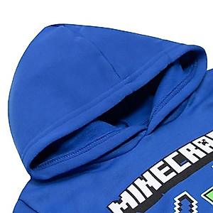 Minecraft Boys 2 Piece Fleece Pants Sets, Pullover Hoodie and Jogger Set for Boys (Blue, Size 7)