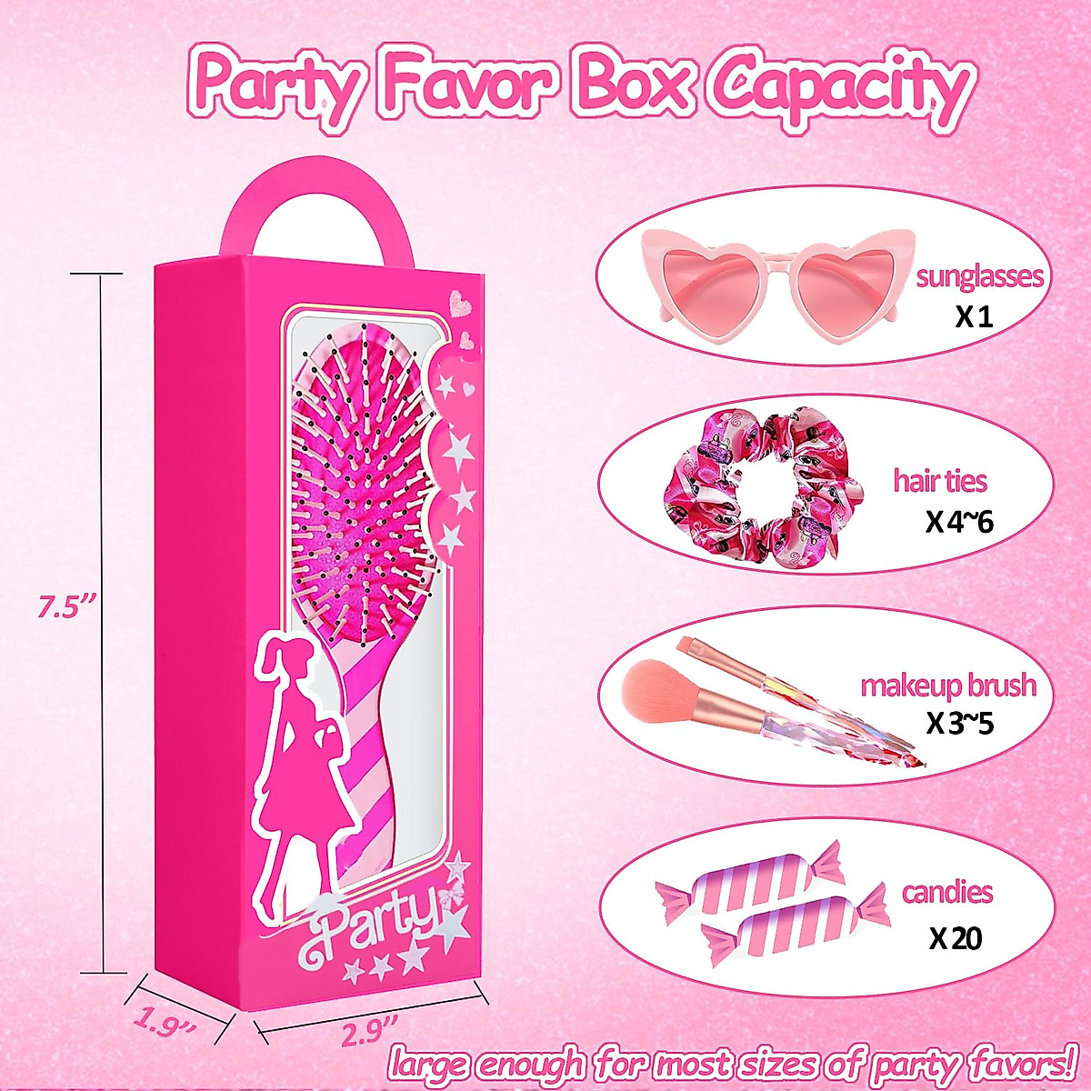 XIAMOOR 16 Pack Hot Pink Girl Party Favor Boxes Princess Theme Party Favors Bag Hot Pink Gift Box Goodie Bag Candy Treat Boxes Pink Birthday Bachelorette Party Decorations Supplies For Girls Women