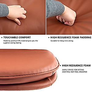 Office Chair Ergonomic Desk Chair Computer Chair PU Leather Home Office Chair with Lumbar Support Armrest Executive Rolling Swivel Adjustable Mid Back Double Seat Cushion Task Chair (Brown)