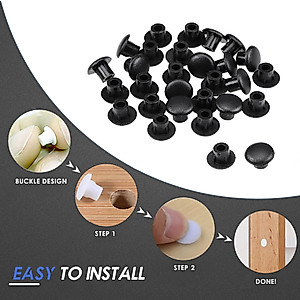 BOPOREAE 300Pcs 5mm(3/16Inch) Plastic Hole Plugs Black Screw Cap Drilling Covers Round Button Plugs for Cabinet Cupboard Shelves License Plate Furniture Hardware
