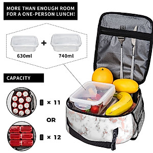 KiuLoam Insulated Lunch Box Marble Rose Gold Texture Reusable Lunch Bag With Shoulder Strap For Women/Men/Girls/Boys Lunchbox Meal Tote Bag