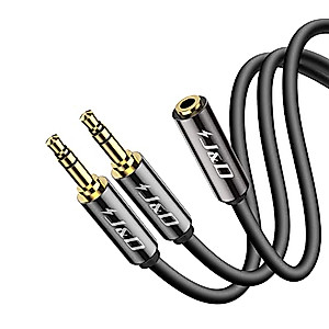 J&D 3.5 mm to 2 X 3.5 mm Cable, Gold Plated Copper Shell 1/8 inch TRS Female to 2 X 1/8 inch TRS Male Y Splitter Stereo Audio Adapter Cable Only Suitable for Switching, 2 Feet