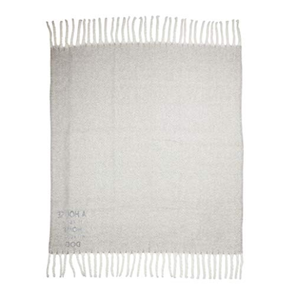 Pavilion Gift Company A House is Not A Home Without A Dog 50x60 Super Soft Herringbone Chevron Tassel Throw Blanket, Gray