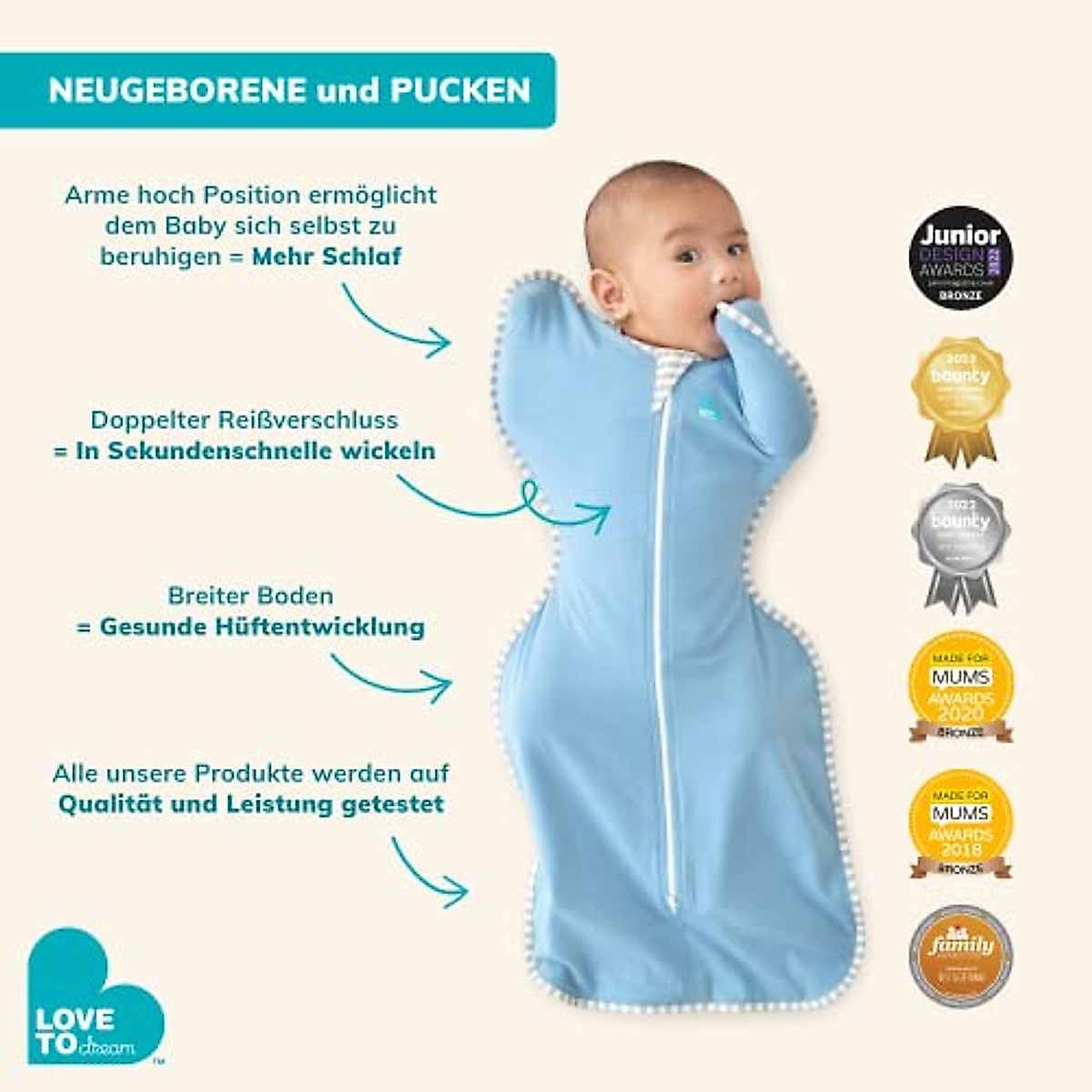 Love to Dream Swaddle UP, Baby Sleep Sack, Self-Soothing Swaddles for Newborns, Improves Sleep, Snug Fit Helps Calm Startle Reflex, New Born Essentials for Baby, 1.0 TOG, 5-8.5 lbs, Gray