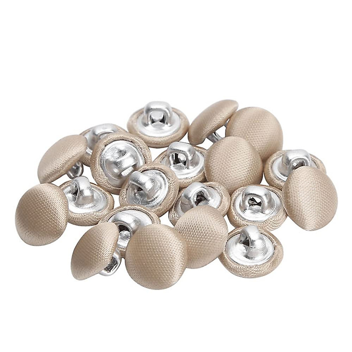 20 Pcs Satin Covered Metal Shank Buttons Cloth Buttons for Wedding Dress Tuxedo Suits (Champagne, 10mm)