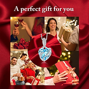 FJ Heart Infinity Birthstone Necklace, Sterling Silver Heart Pendant Created Gemstone Dainty Jewelry, Sterling Silver, Cubic Zirconia