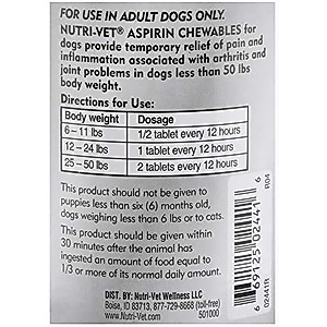 Nutri-Vet Aspirin for Dogs Small Dogs Under 50 lbs - 100 Count (120 mg) - Pack of 2