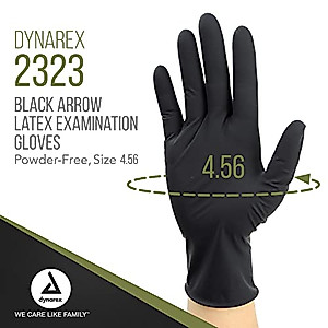 Dynarex Black Arrow Disposable Latex Exam Gloves, Powder-Free, Used in Healthcare and Professional Settings, Law Enforcement, Tattoo, Salon or Spa, Black, Large, 1 Box of 100 Gloves