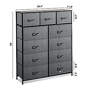 WLIVE 9 Drawer Dresser and 11 Drawer Tall Chest Organizer Set, Fabric Storage Dresser for Bedroom, Nursery, Entryway, Closets, Charcoal Gray
