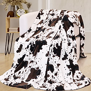 Fleece Cow Print Throw Blanket, Super Soft Flannel Cozy Cow Blankets for Adults, Lightweight Fuzzy Cow Blankets for Couch Sofa Bed Office, Throw Size Warm Plush Blankets for All Season 50"×60"