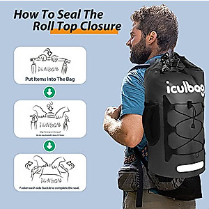Iculbag Small Cooler Backpack Insulated Waterproof 20L/25Cans Backpack Coolers Insulated Leak Proof Roll Top Outdoors Ice Lunch Bags for Men Women Beach Camping Hiking Picnic Travel 18 Hours Cooling