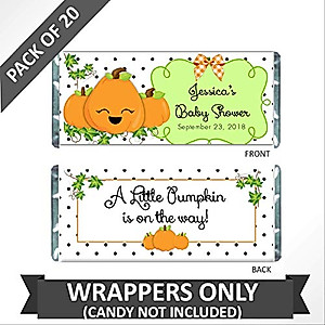 Personalized Hershey Candy Bar Wrappers for Chocolate, Little Pumpkin Baby Shower Favor, Pack of 20 Custom Hershey Bar Labels