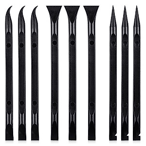 9 Pieces Plastic Scraper Tool Scratch Free Plastic Scraper Cleaning Pen-Shaped Scraper Tool Stiff Multipurpose Label Scraper for Tight Spaces, Kitchen, Crevices, Food, Paint (Black)