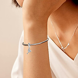 MZC Jewelry Pave Cocktail Wine Glass Cup Charm Women Wife Dangle Beads Charm for Mom Snake European Pandora Bracelets