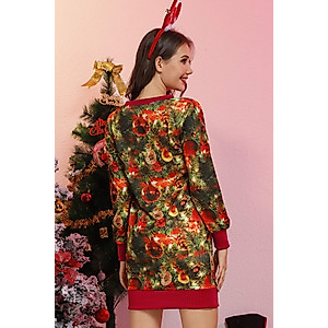 Christmas Womens Funny Pullover Sweatshirt Holiday Party Long Sleeves Ugly Dress Snowman Tie S