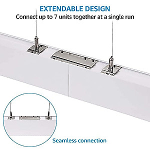LEONLITE 4FT LED Linear Light Linkable, Anti Glare Office Lighting, 5460lm 0-10V Dimmable Architectural Suspended Lighting Fixture, 100-277V UL Listed, 42W 4000K Cool White, White, Pack of 2