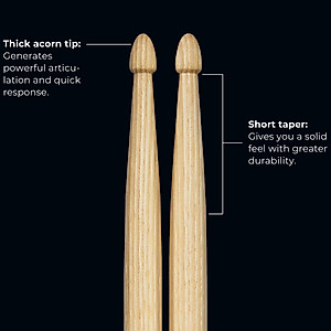 Meinl Stick & Brush Drumsticks, Heavy 2B-American Hickory with Acorn Shape Wood Tip-Made in Germany (SB110)