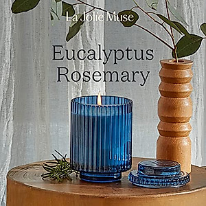 LA JOLIE MUSE Eucalyptus & Rosemary Scented Candle - Aromatherapy Candle for Relaxation, Natural Soy Wax, Glass Jar Candles for Gift and Home Decor, 80 Hours Long Burning