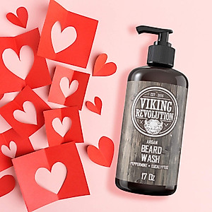 Beard Wash Shampoo w/Argan & Jojoba Oils - Softens & Strengthens - Natural Peppermint and Eucalyptus Scent - Beard Shampoo w/Beard Oil (17 oz Shampoo)