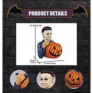 nezababy Light Up Michael Myers Statue Halloween Decoration Sam Trick 'r Treat with Pumpkin Horror Movie Garden Gnomes Decor Resin