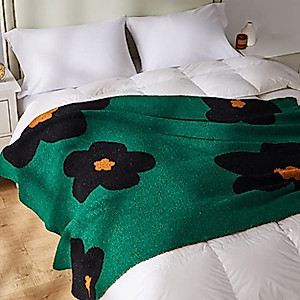 Soft Fluffy Plush Flower Blanket Fuzzy Green Throw Blanket for Bed Sofa Couch, Bedroom Decor Gift Blanket for Kids Teens Boys Girls Women - 71"x51", Green