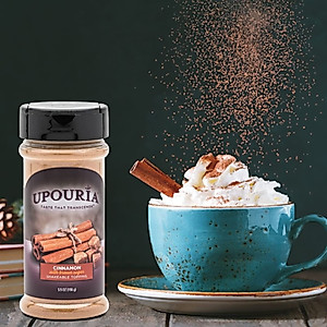 Upouria Cinnamon with Brown Sugar Shakeable Hot Cocoa and Coffee Topping 5.5 Ounce (Pack of 2)