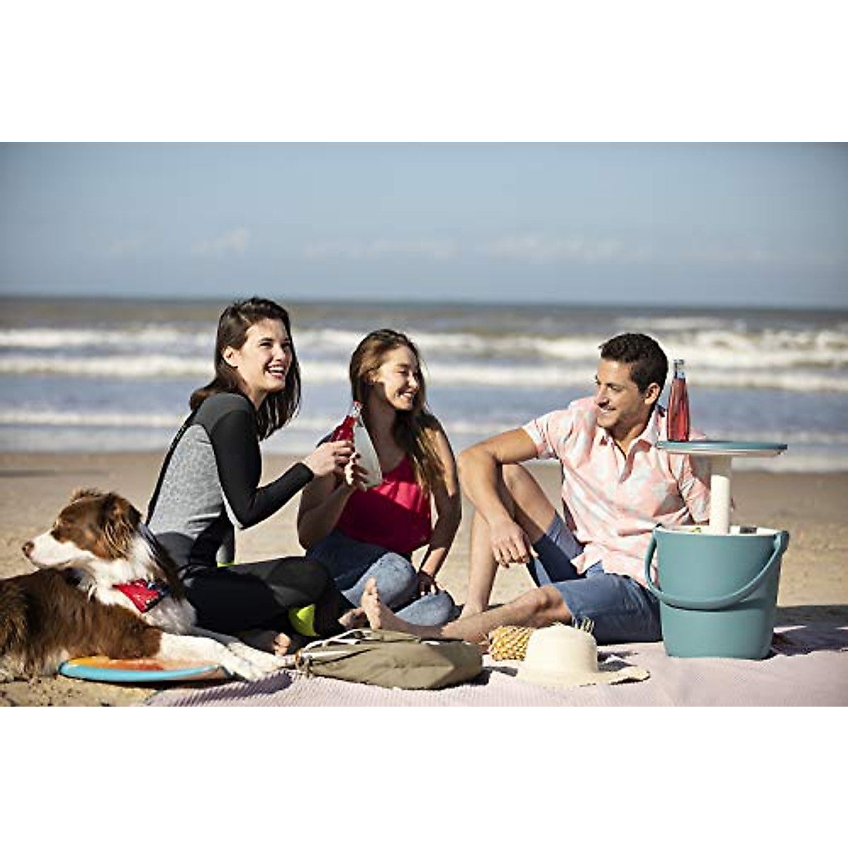 Keter Go Bar 4.2 Gallon Beer and Wine Cooler with Handle and Pop Up Outdoor Table - Perfect for Your Patio, Picnic, and Beach Accessories, Teal