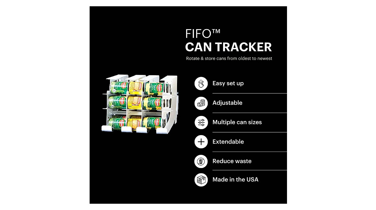 FIFO Can Tracker - Stackable & Adjustable 54 Can Organizer