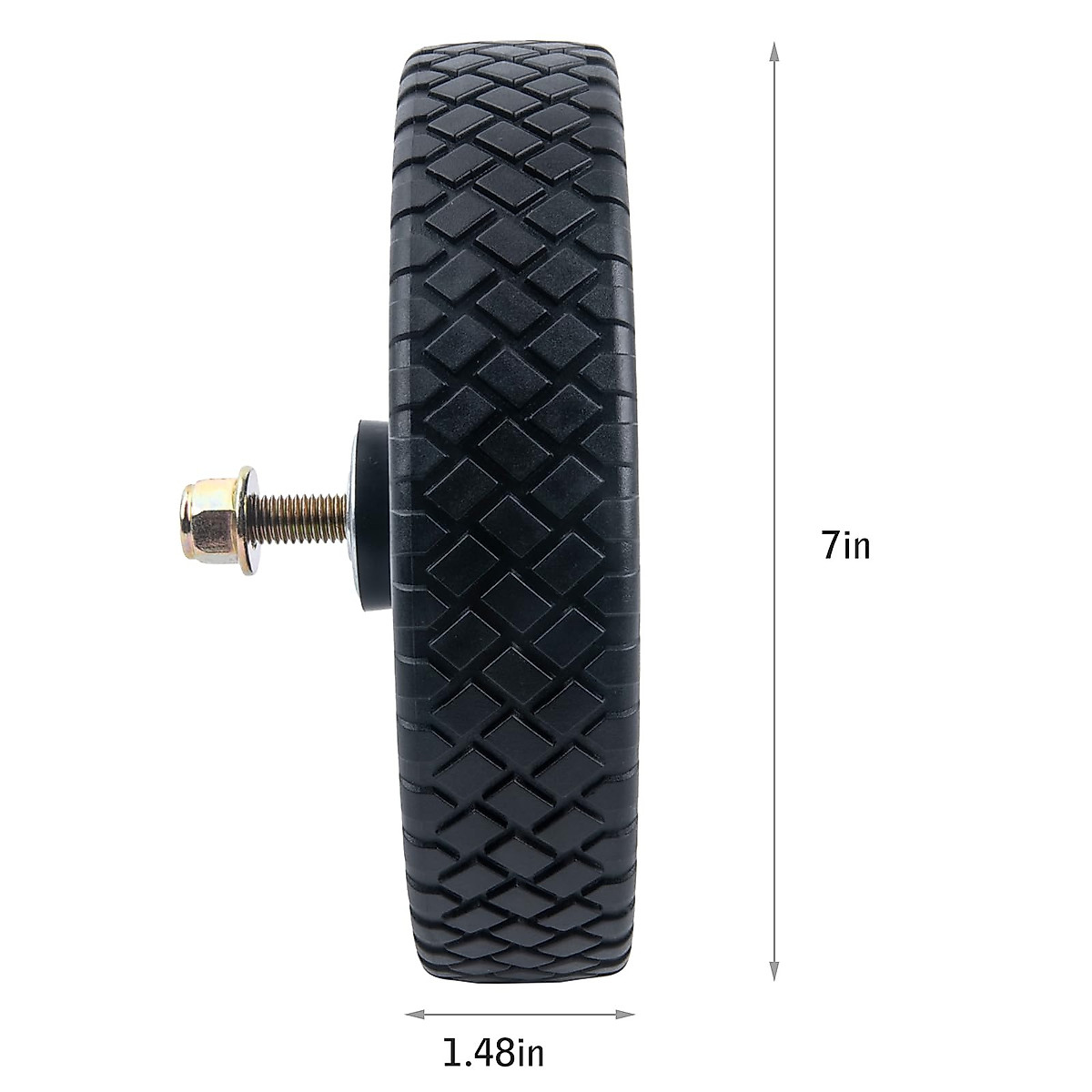 7 Inch Lawn Mower Wheels (2-pack) Fits Most Standard push Lawn Mowers, Inner and outer bearing structure - Includes Bolts, Nuts (Also available in 6~14-inch wheels)