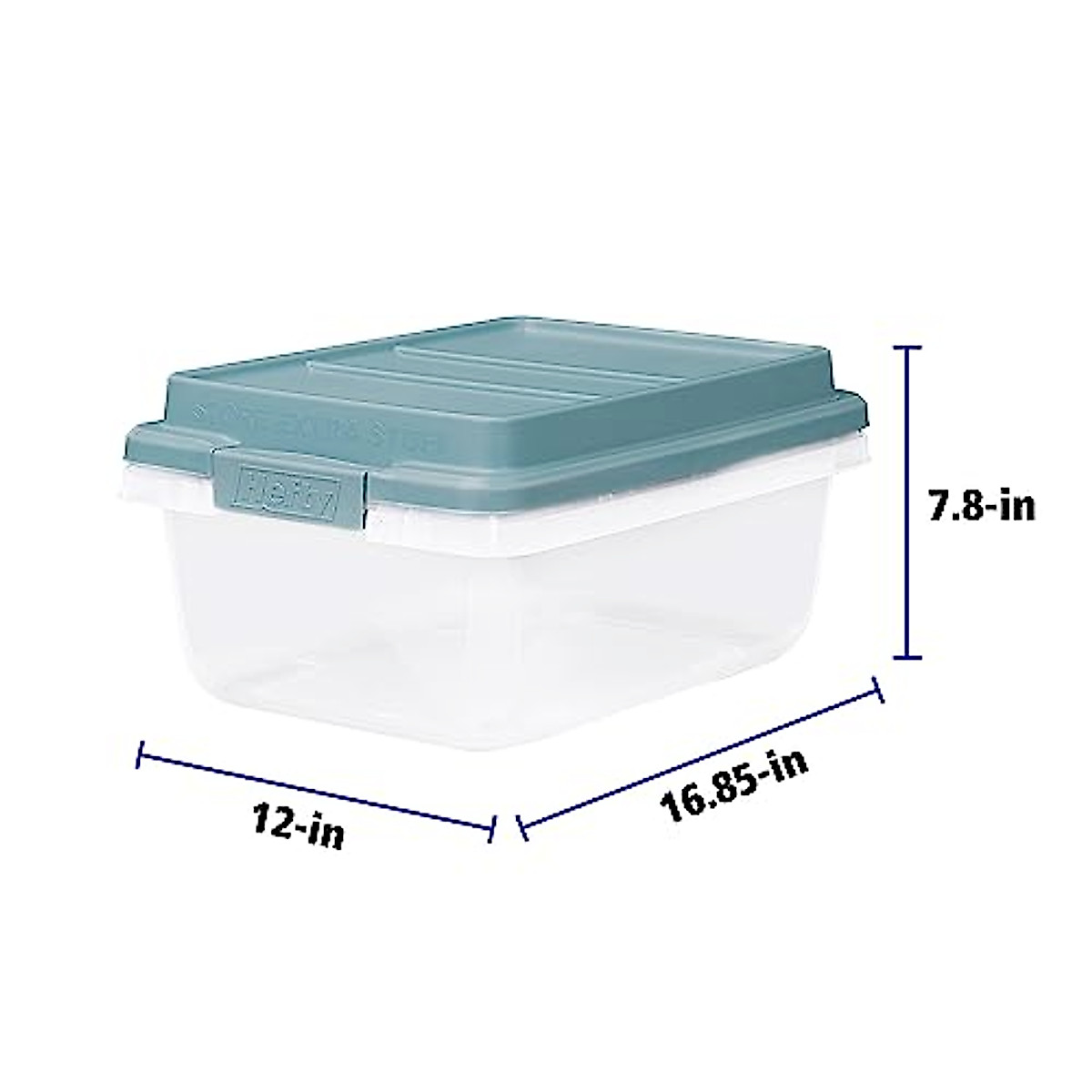 Hefty HI-RISE Stackable Storage Bins - Under Bed Storage Containers with Lids, Shoe Organizer, Plastic Storage Bins, Clear Shoe Boxes with XL Lid-Locking Latches, Durable Double Rim - 18qt (8 Pack)