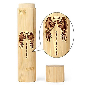 Bamboo Scattering Urn for Human Ashes,Eco Friendly Biodegradable Urn for Human Ashes,9''x2'' Small Scattering Tube for Human Adult Pet Cat Dog Ashes (Set of 2,Angel Wings Pattern)