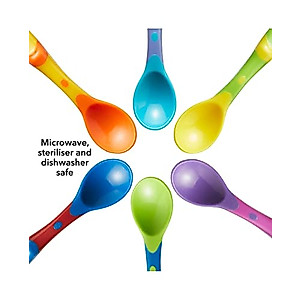 Nuby 6 Piece Long Handle Weaning Spoons, Assorted, One Size