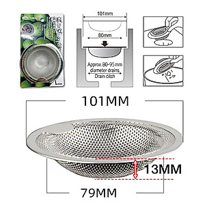 Stainless Steel Slop Basket Filter Trap - Bathroom Sink Drain Strainer | Bathtub Shower Drain Hair Trap | Kitchen Sink Drain Strainer | Mesh Metal Sink Strainer Kitchen Drain Strainer with Rim