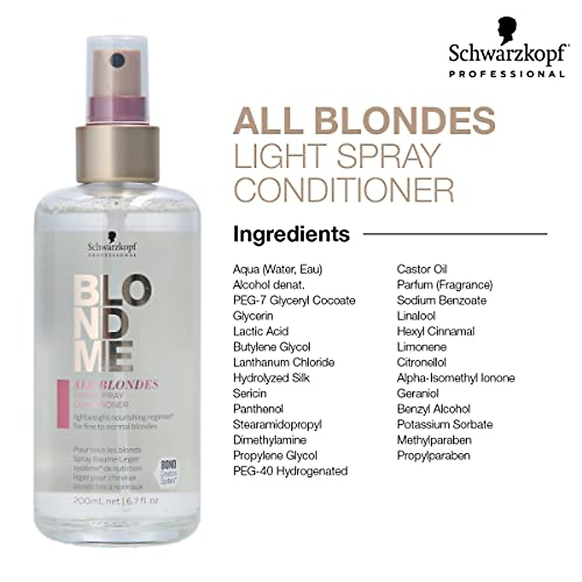 BlondMe All Blondes Light Spray Conditioner 6.76 Fl Oz – Detangles and Softens Fine to Normal Blonde Hair