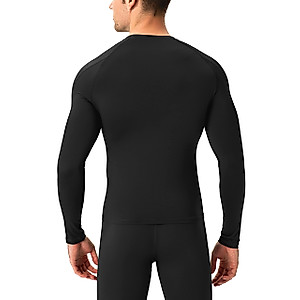 Men's Compression Shirts Long Sleeve, Base-Layer Quick Dry Workout T Shirts Sports Running Tops for Gym Black