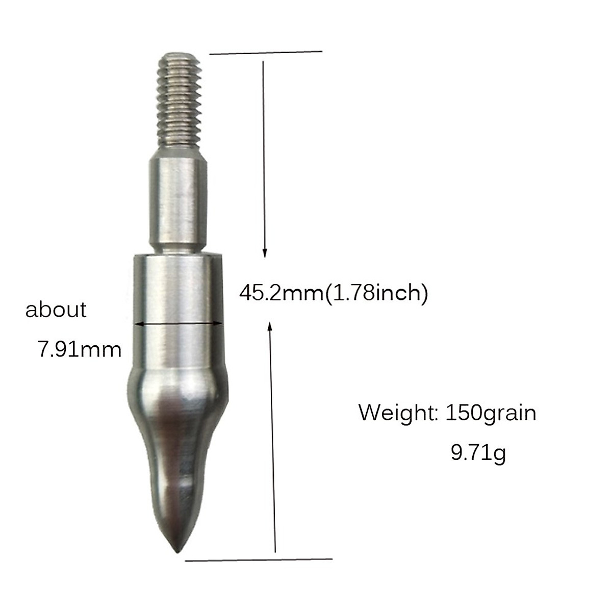 AMEYXGS 12 Pack Archery Field Points 125/150 Grain Stainless Steel Screw in Arrow Tips Target Practice Bullet Points for Hunting Shooting (150 Grain)