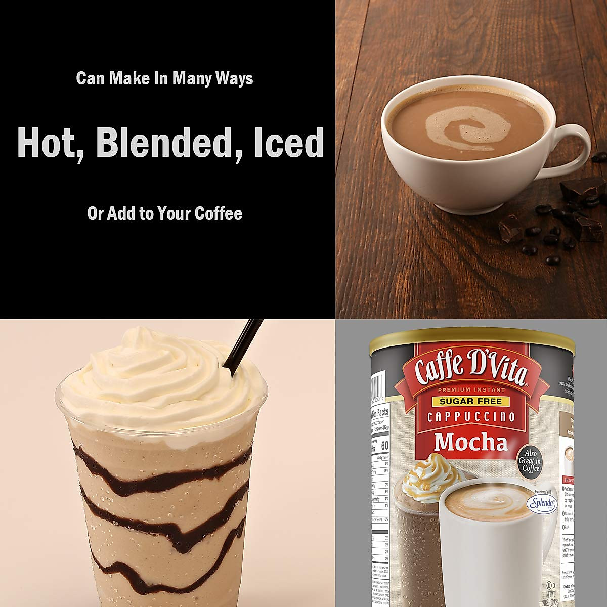 Caffe D’Vita Sugar Free Mocha Cappuccino 2 lb. (32 oz.) can