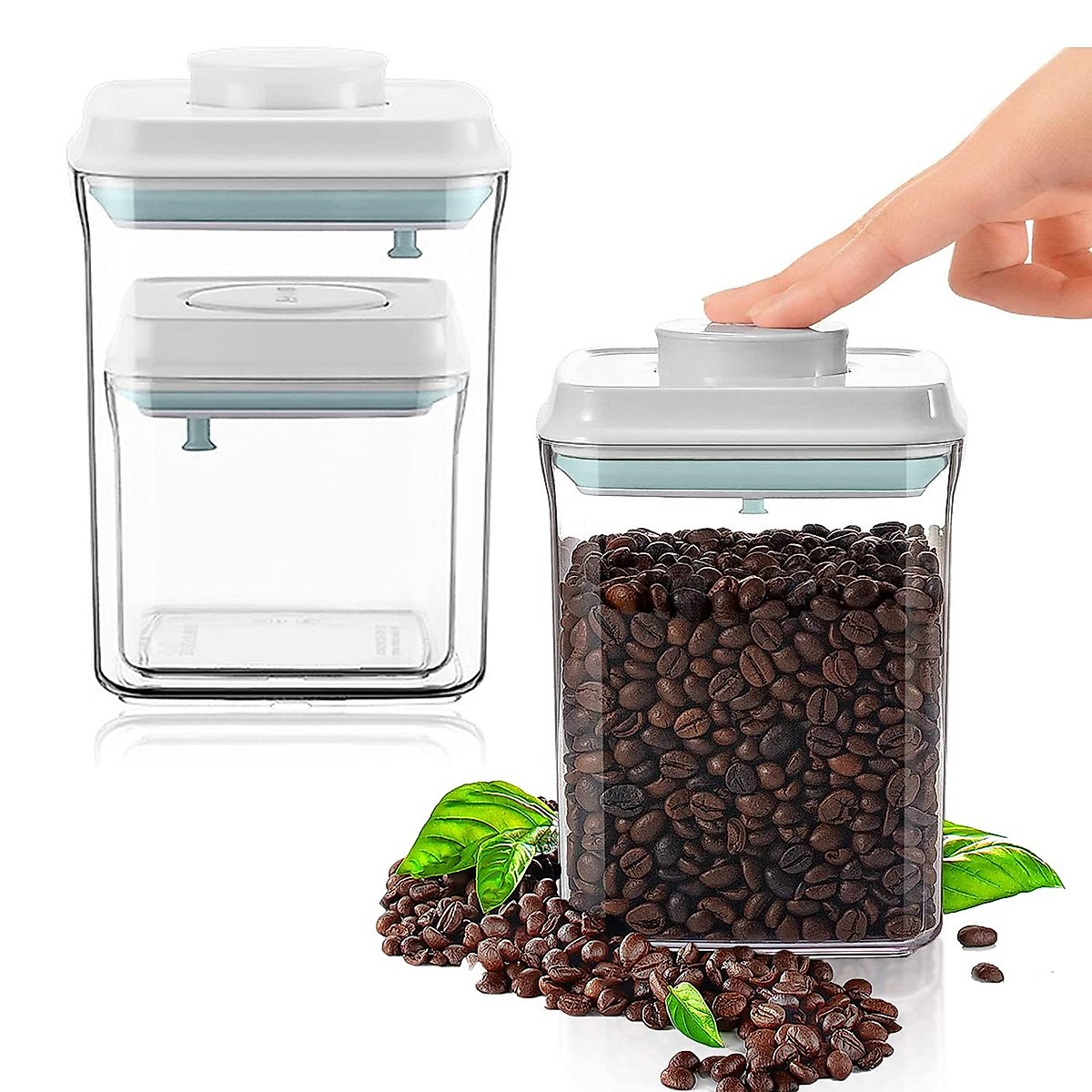 Vivostore Airtight Food Storage Containers with Airtight Lids Set - 2 PC Set 1.5 QT&0.5QT - BPA Free - Push to Open Design 100percent Leakproof Plastic Storage Containers. 500ML 1500ML