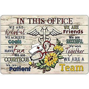 QWEQWEQ Funny Metal Tin Sign Nurse In This Office We Are Helpful We Are A Team Beautify Poster Cafe Office Living Room Kitchen Home Art Wall Decoration Plaque, 8x12Inch